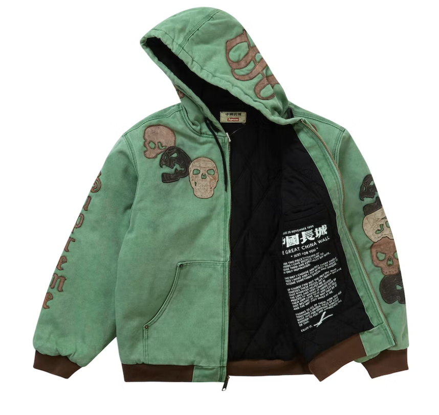 Supreme x The Great China Wall Hooded Work Jacket (Washed Green ...